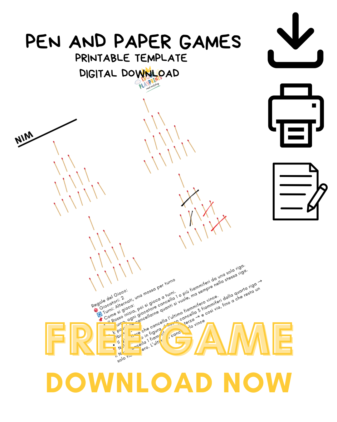 NIM Strategy Game – FREE DOWNLOAD – PlayPrintsGame